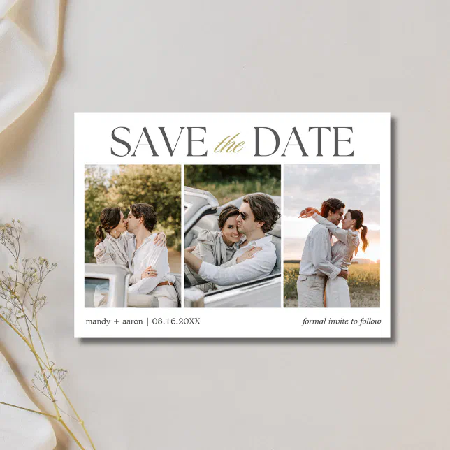 Elegant Photo Strip Wedding Save The Date | Zazzle