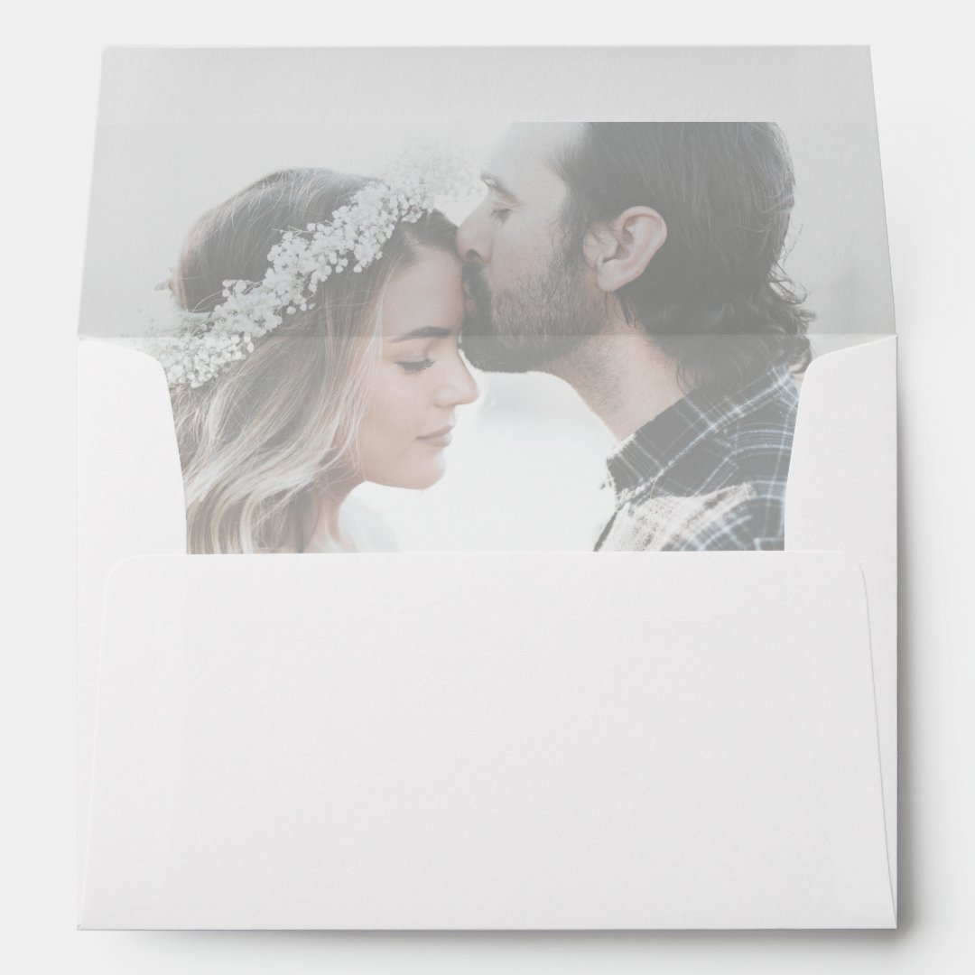 Elegant Photo Wedding Faux Vellum Overlay 5x7 Envelope | Zazzle