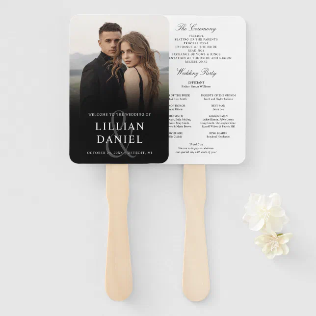 Elegant Photo Wedding Program Hand Fan | Zazzle