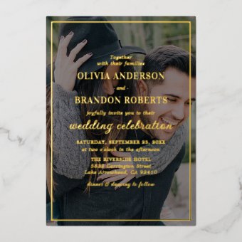 Elegant Photo Wedding Real Gold Foil Invitation | Zazzle