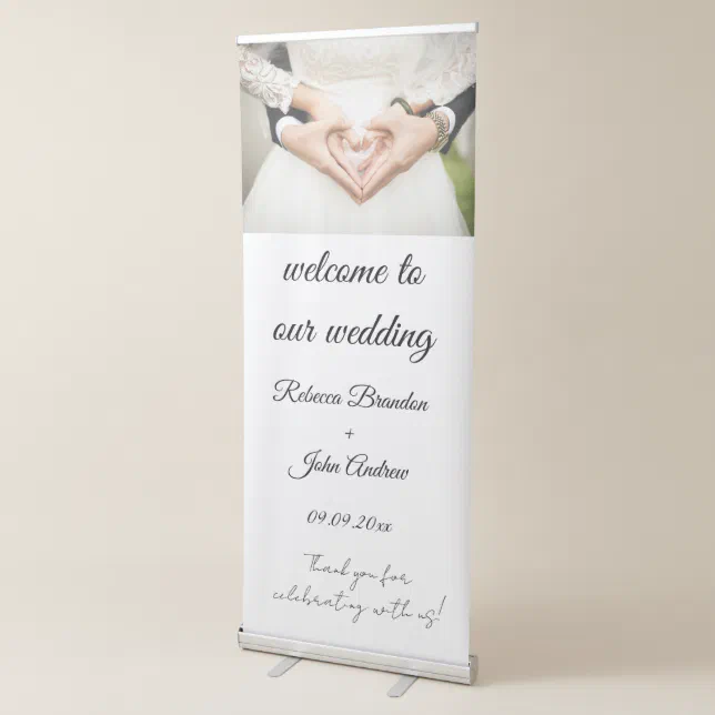 Elegant Photo Wedding Welcome Retractable Banner | Zazzle