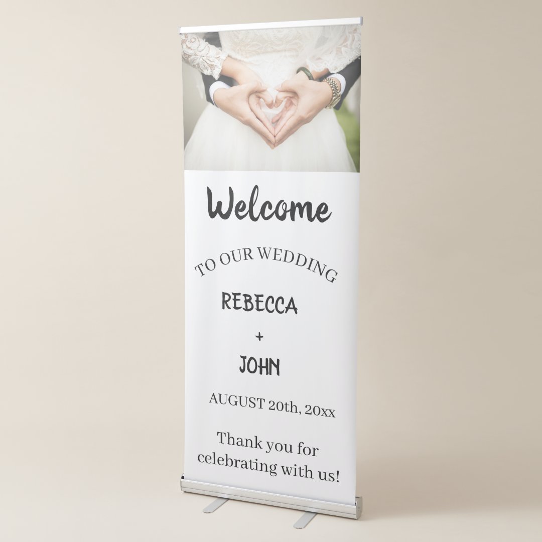 Elegant Photo Wedding Welcome Retractable Banner | Zazzle