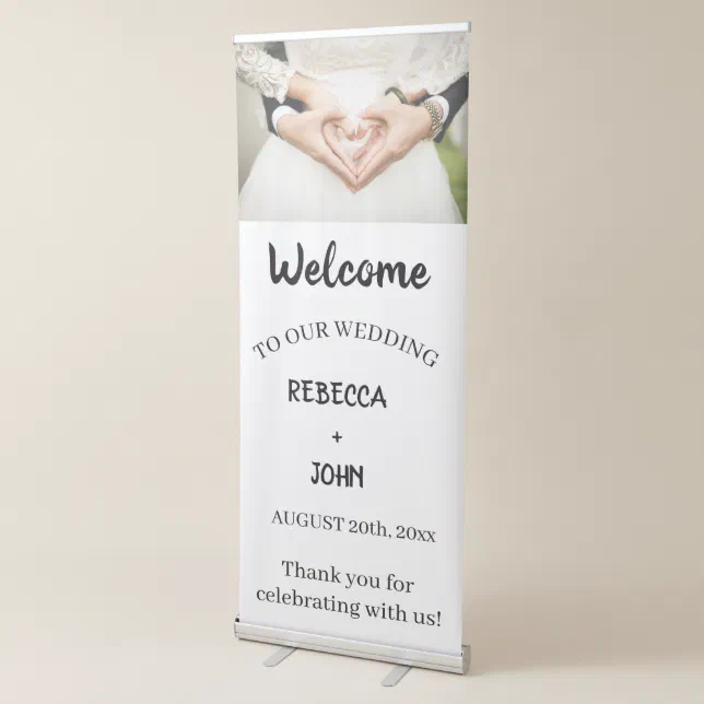 Elegant Photo Wedding Welcome Retractable Banner | Zazzle