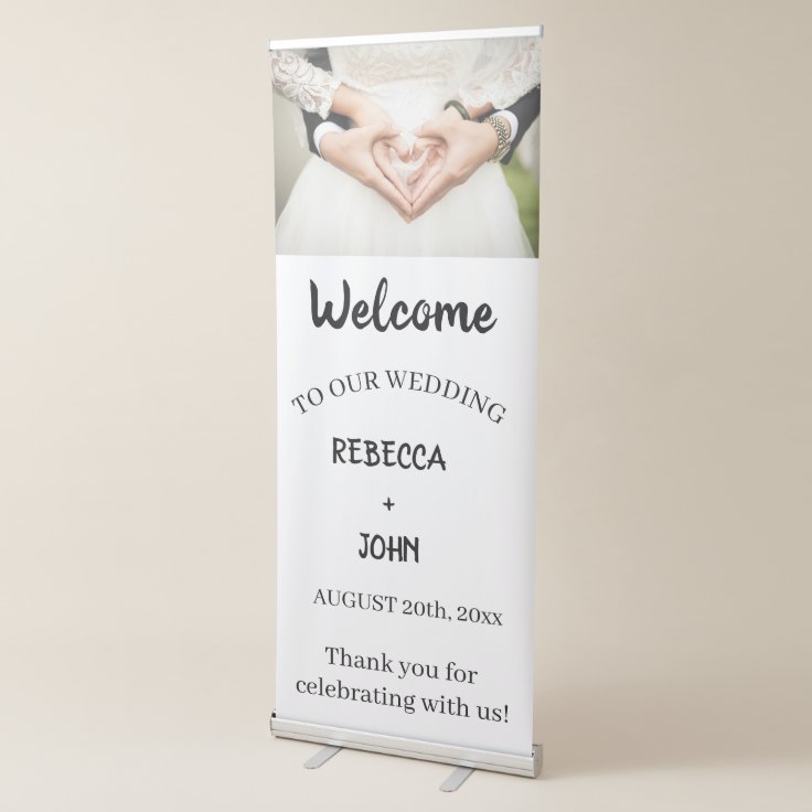 Elegant Photo Wedding Welcome Retractable Banner | Zazzle