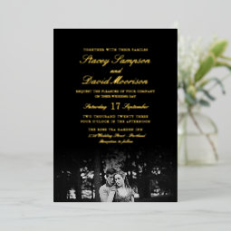 Elegant Photo Wedding With Real Gold Foil Invitation | Zazzle