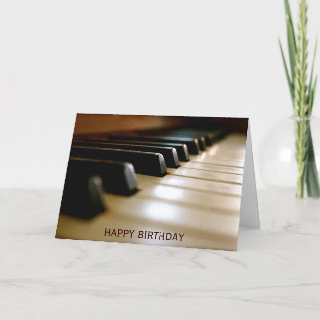 Elegant piano keyboard music birthday card | Zazzle