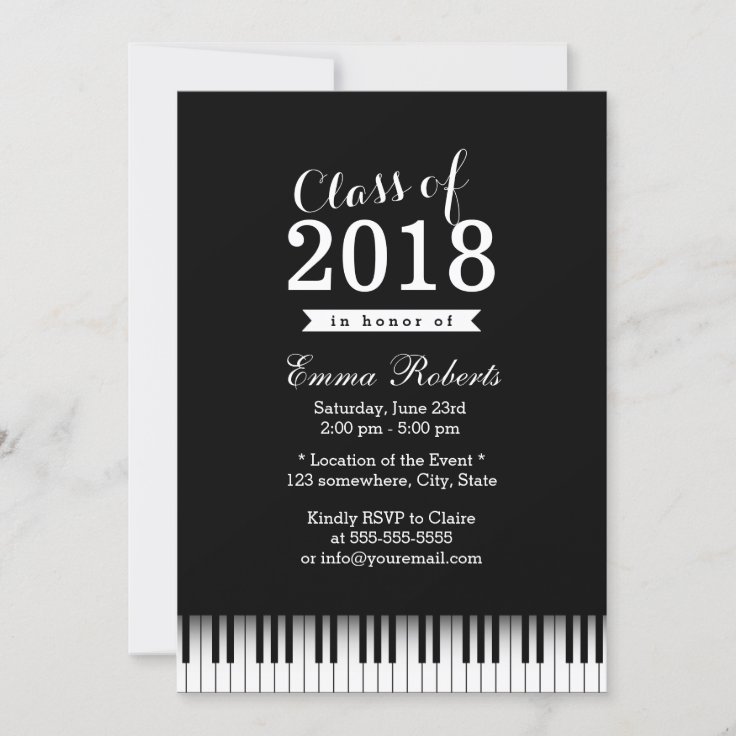 Elegant Piano Keys Music School Graduation Party Invitation | Zazzle