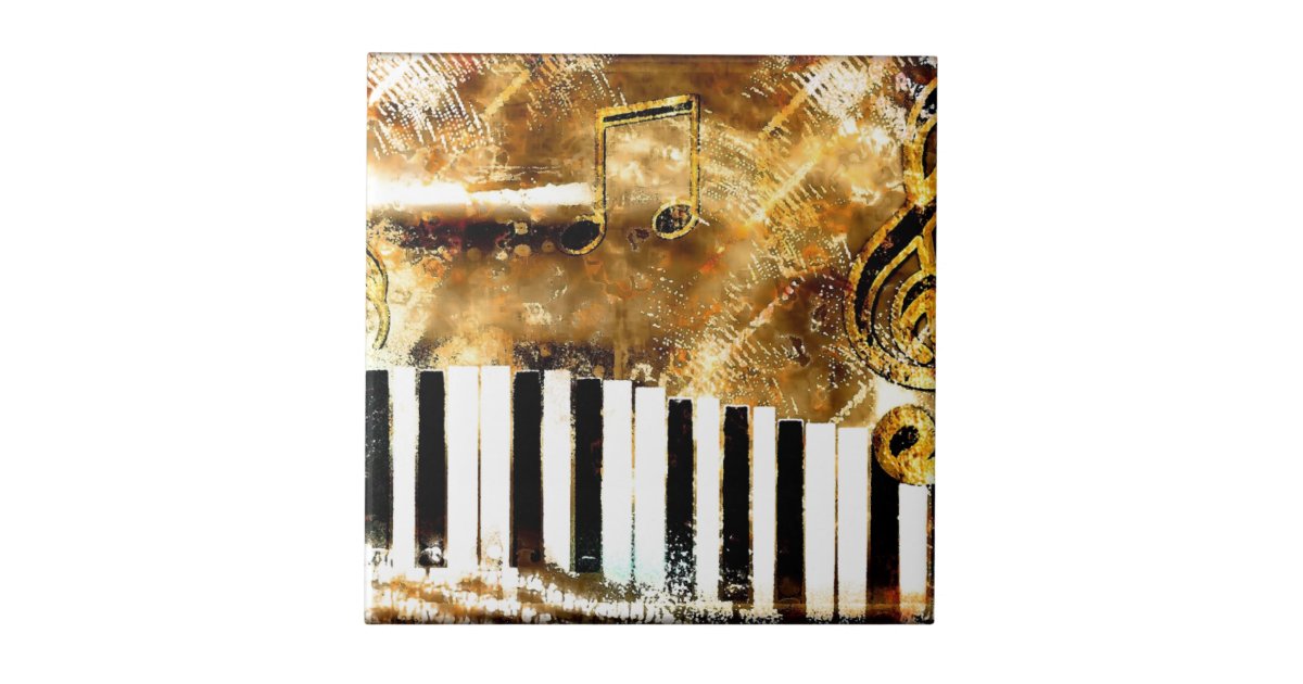 Elegant Piano Music & Notes Ceramic Tile | Zazzle