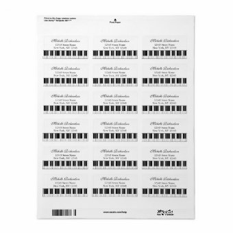 Elegant piano teacher or pianist address labels | Zazzle