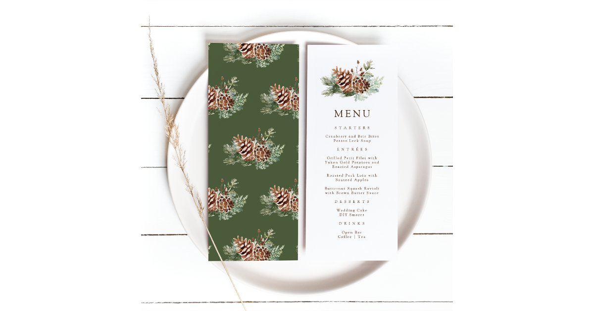 Elegant Pine Menu | Zazzle