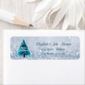 Elegant,Pine Tree Blue Bokeh Label | Zazzle