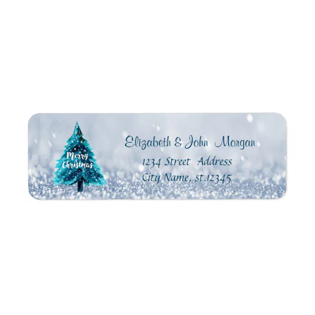 Elegant,Pine Tree Blue Bokeh Label | Zazzle