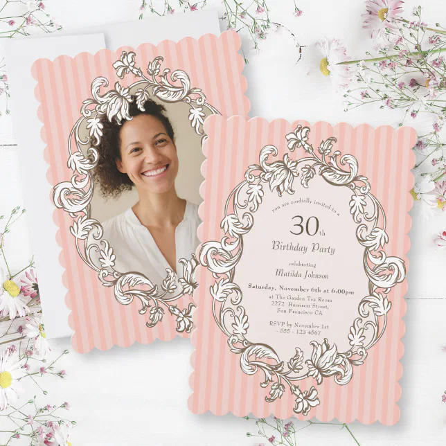 Elegant Pink 30th Birthday Party Invitation | Zazzle
