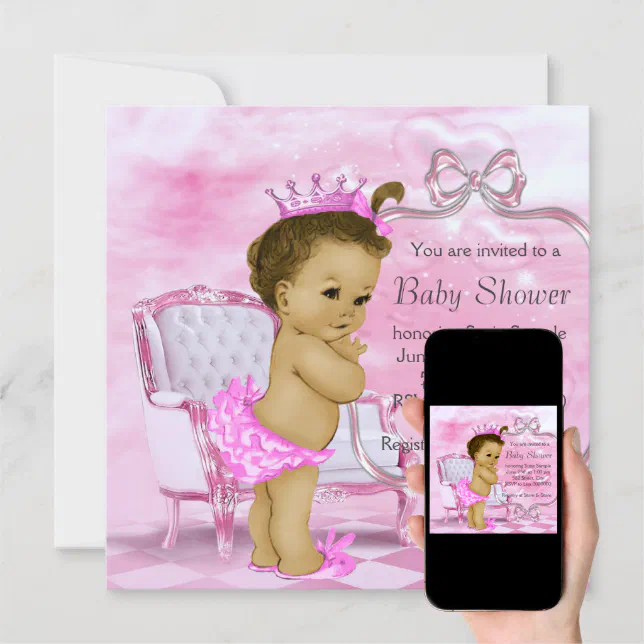 Elegant Pink African American Baby Shower Invitation | Zazzle