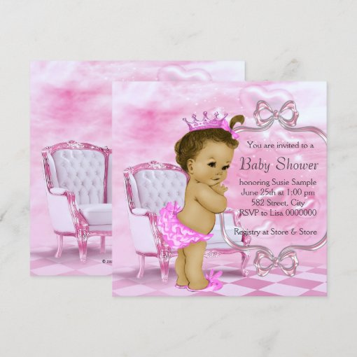 Elegant Pink African American Baby Shower Invitation | Zazzle