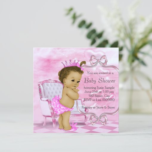 Elegant Pink African American Baby Shower Invitation | Zazzle
