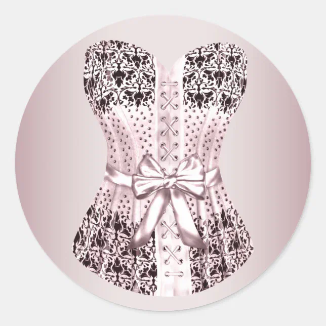 Elegant Pink and Black Corset Stickers | Zazzle