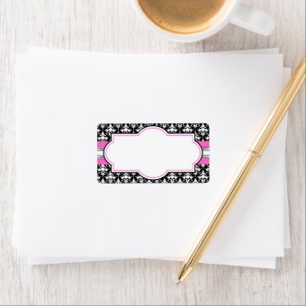 Elegant Pink and Black Printable Address Labels | Zazzle