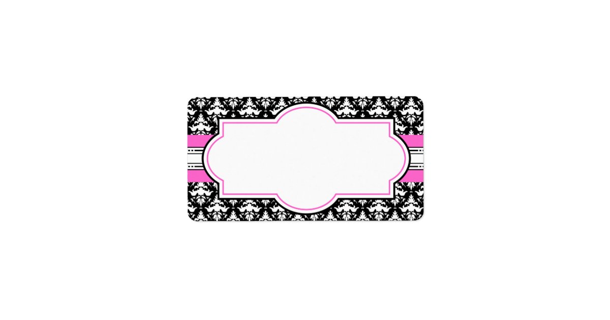 Elegant Pink and Black Printable Address Labels | Zazzle