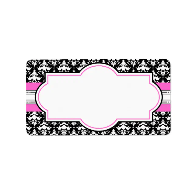 Elegant Pink and Black Printable Address Labels | Zazzle
