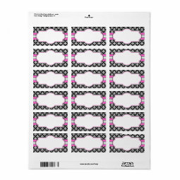 Elegant Pink and Black Printable Address Labels | Zazzle