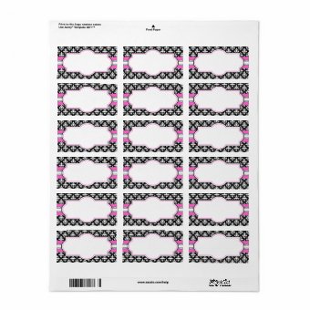 Elegant Pink and Black Printable Address Labels | Zazzle