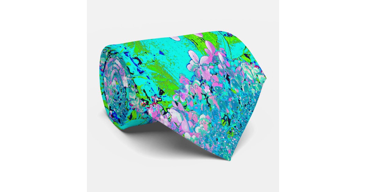 Elegant Pink and Blue Limelight Hydrangea Neck Tie | Zazzle