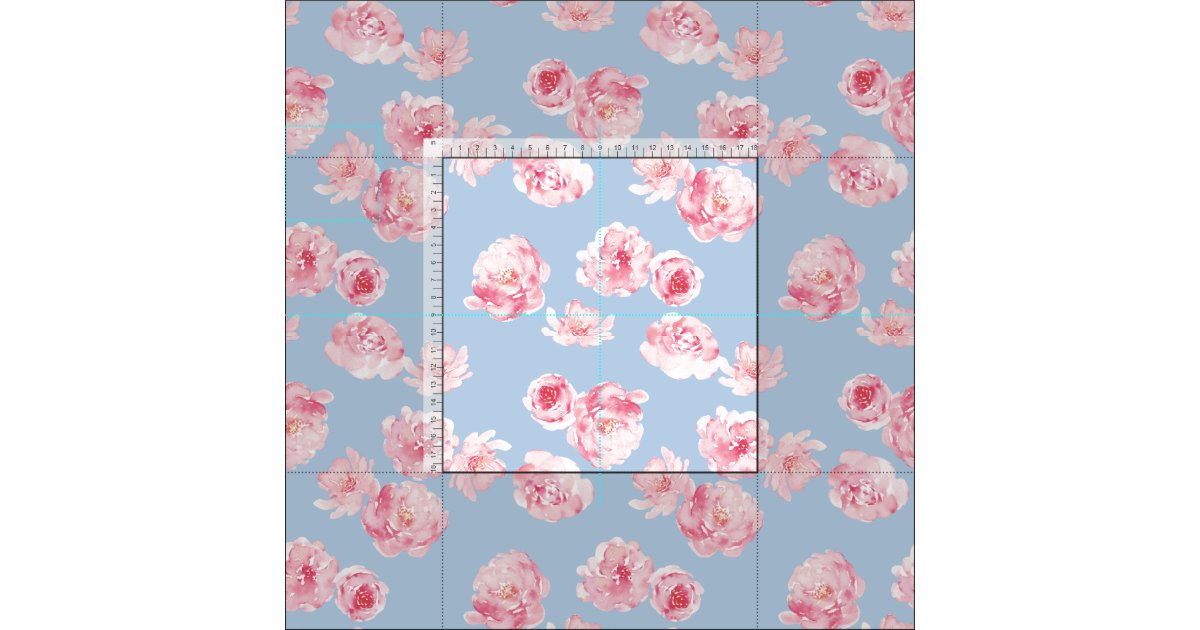Elegant Pink And Blue Watercolor Floral Pattern Fabric | Zazzle