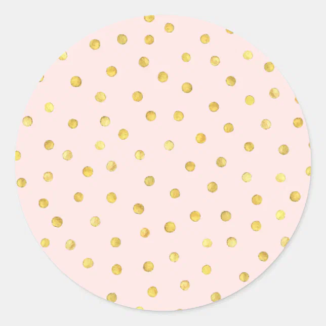 Elegant Pink And Gold Foil Confetti Dots Pattern Classic Round Sticker ...