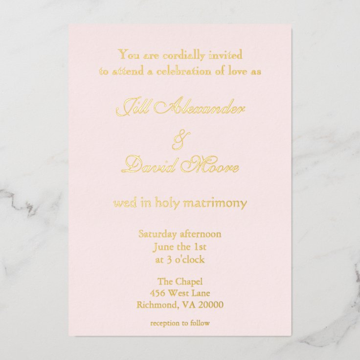 Elegant Pink and Gold Foil Invitation | Zazzle