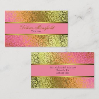 Elegant Pink and Gold Foil Look Business Card | Zazzle