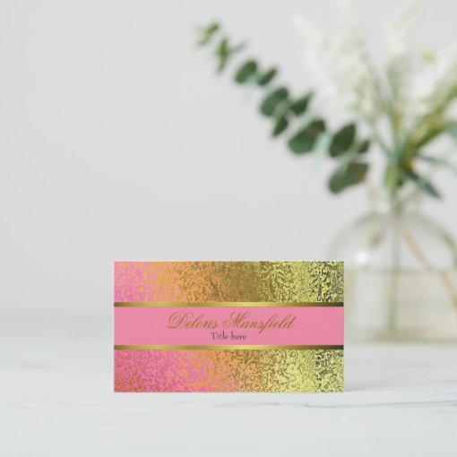 Elegant Pink and Gold Foil Look Business Card | Zazzle