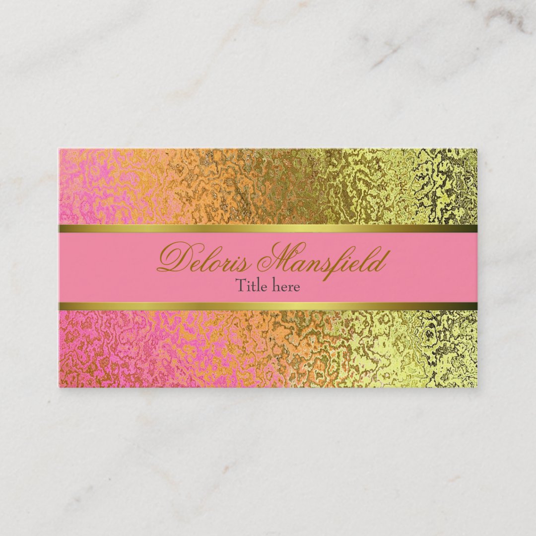 Elegant Pink and Gold Foil Look Business Card | Zazzle