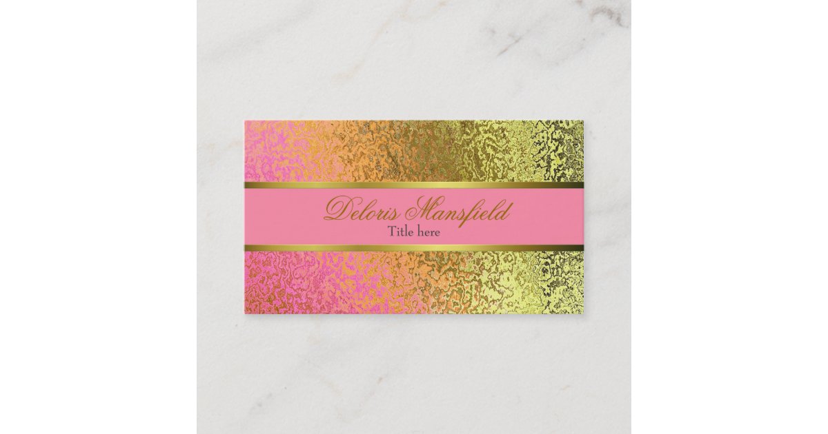 Elegant Pink And Gold Foil Look Business Card Zazzle