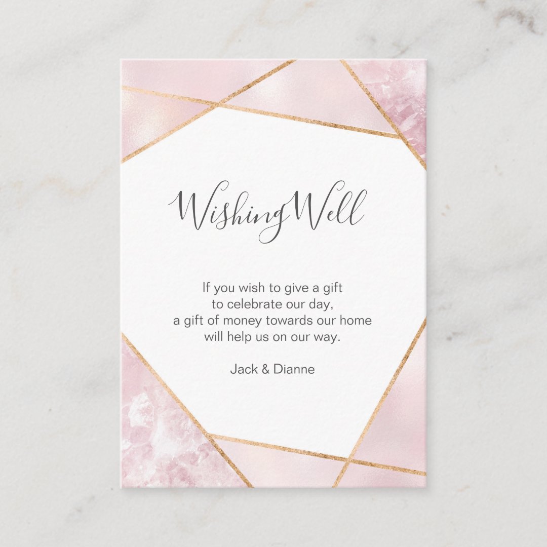 Elegant pink and gold geometric wishing well card | Zazzle