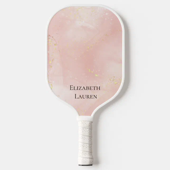 Elegant Pink and Gold Pickleball Paddle | Zazzle