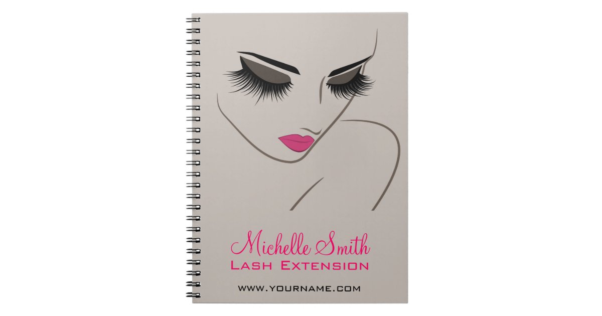 Elegant Pink and Grey Lash Extension Beauty Salon Notebook | Zazzle