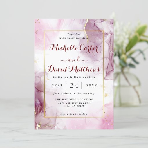 Elegant Pink And Magenta Wedding Invitation | Zazzle
