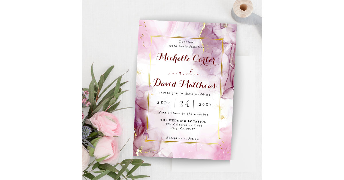 Elegant Pink And Magenta Wedding Invitation | Zazzle