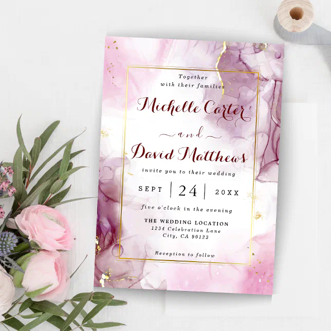 Elegant Pink And Magenta Wedding Invitation | Zazzle