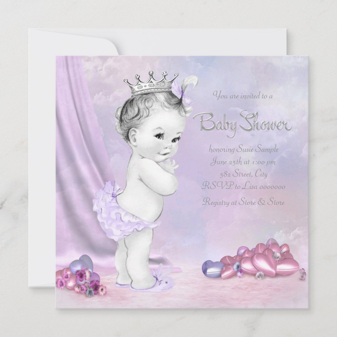Elegant Pink and Purple Baby Shower Invitation | Zazzle
