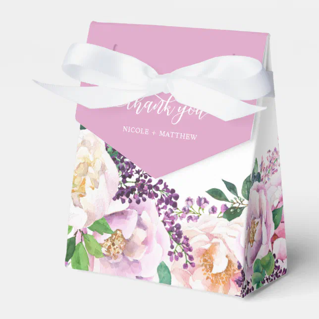 Elegant Pink and Purple Pastel Floral Favor Box | Zazzle