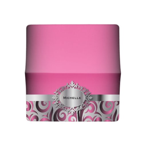 Elegant Pink and Silver Floral Checkbook Cover | Zazzle