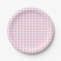 Elegant Pink and White Gingham Pattern Paper Plates | Zazzle