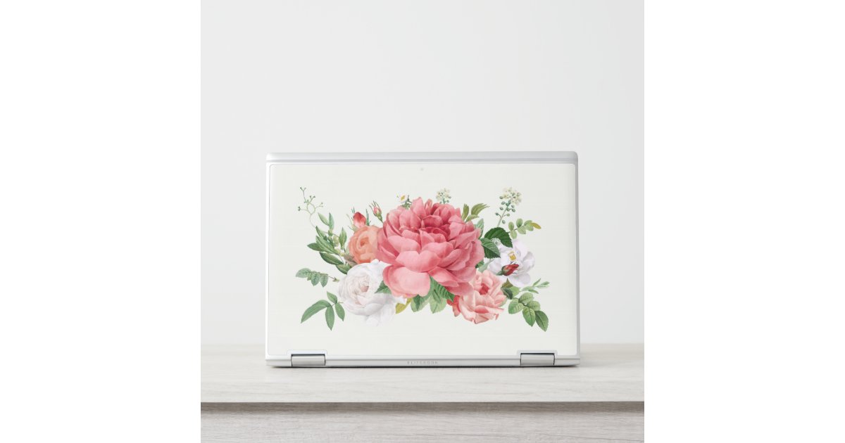 Elegant Pink and White Roses | Floral HP Laptop Skin | Zazzle