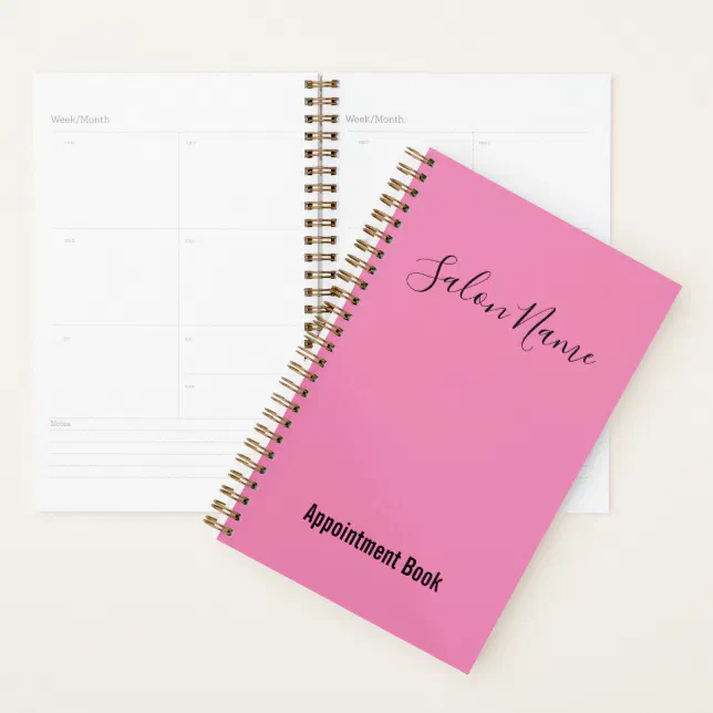 Elegant Pink Black Script Salon Appointment Book Planner | Zazzle