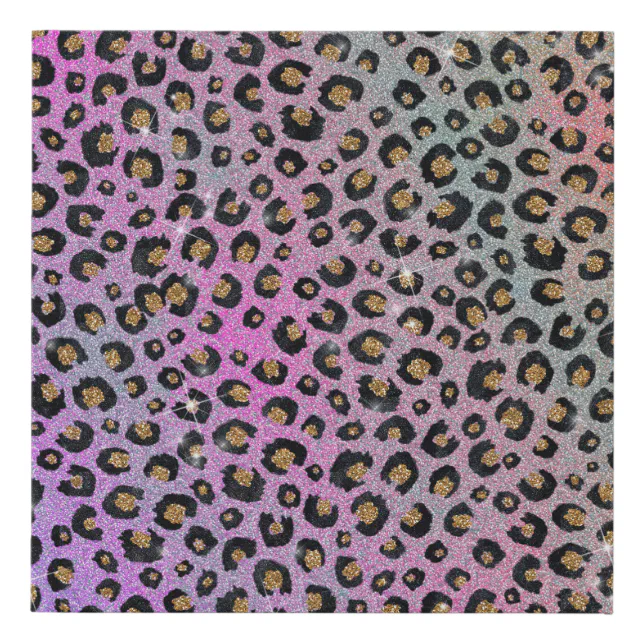 Elegant Pink Blue Gold Glitter Black Leopard Print | Zazzle