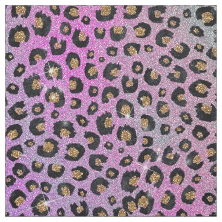 Rainbow Glitter Leopard Print Fabric | Zazzle