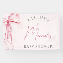 Elegant Pink Bow Girl Baby Shower Banner | Zazzle