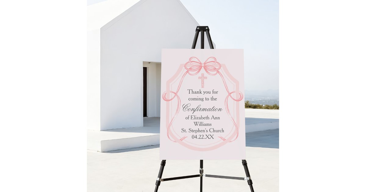 Elegant Pink Bow Ribbon Girl's Confirmation Party Foam Board | Zazzle